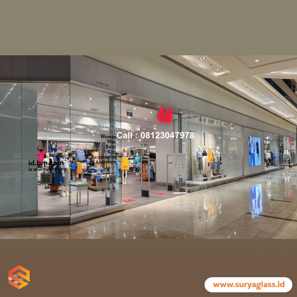 Partisi kaca depan “H&M” galaxy mall 3 - aplikator kaca tempered surabaya